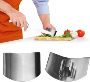 2pcs stainless steel finger guard, 2023 new finger protector for cutting food, premium slicing tool finger protectors when cutting, slicing, dicing, chopping vegatables kitchen knives and accessories