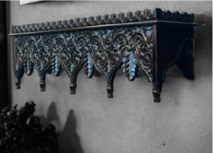 generic blackperlcrafts by wood wooden shelf home decor carving wall shelf/handcarved wall bracket wood/unique hand carved wall shelf/wood carving wall shelf gift, 30x6x9 inch