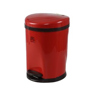 fabnati 10 l round plastic pedal trash can, red garbage can with foot pedal