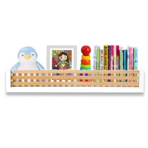 rokabye kids bookshelf for wall - 22 inches nursery bookshelf for kids books and toys - nursery shelves for wall - kids wall bookshelf