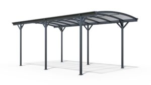 real relax carport 10 x 19 ft heavy duty metal, outdoor aluminum arch-roof canopy with polycarbonate panel for cars, boats & ideal shelter, grey