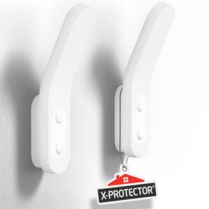 x-protector coat hooks - 2 pcs set, white - mango wood wall hooks for all purposes - unique coat hooks wall mount - premium decorative wall hooks - heavy-duty closet hooks wall mount for any clothes!