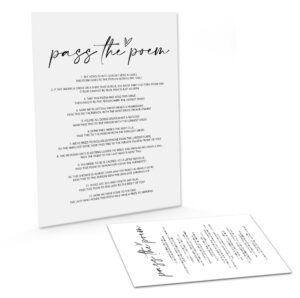 uhadre pass the poem bridal shower game, minimalist bridal shower cards, wedding party game cards for guests, bridal shower ideas-hlyx10