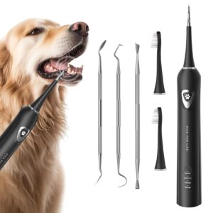 plaque tartar remover for teeth - sonic electric dog teeth brushing kit - rechargeable sonic electric dog tooth scraper & cleaning kit for dog & cat, black