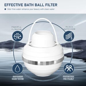 Varycony Bath Ball Water Filter, Bathtub Filter for Tub Faucet, Removes Hundreds of Contaminants, Purify Your Bathwater for Healthier Skin and Hair, BPA Free -White