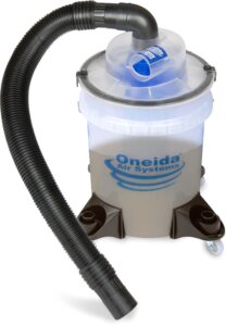 oneida dust deputy low-pro deluxe lid dust separator kit with see-through 5 gallon clear bucket & casters for wet/dry vacuums - made in usa