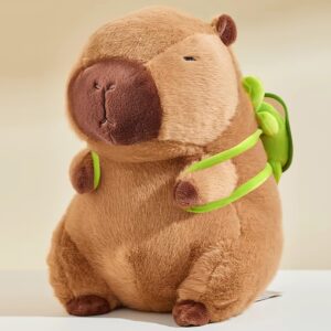 redaica 9.8in capybara plush cute capybara stuffed animals with turtle backpack, kawaii capibara plushie toys for kids, rodents animals pet doll soft hugging pillow for boys girls birthday gift