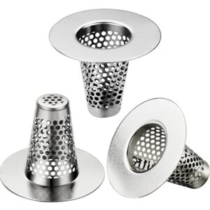 3pcs bathroom sink drain strainers for 1"-1.6" depth than 1.6" drain hole,stainless steel bathroom sink drain hair catcher for laundry, utility, rv sink.small conical bathroom sink strainer basket