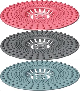 3 color - silicone hair catcher shower drain, shower drain hair catchers, drain cover, bathroom sink drain strainer,hair trap collector protector, bathtub tub stopper accessories gadgets for bath