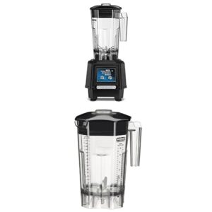 bundle of waring commercial tbb145 torq 2 horsepower blender, 2 speed toggle switch controls, with 48 oz. bpa free container + spare cac139 clear blender jar, clear