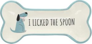 pavilion - i licked the spoon - 8.5" housewarming decorative bone shaped spoon rest holder pet k-9 puppy dog rescue adoption animal pet parents mom dad present