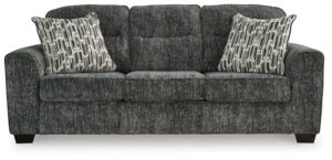 signature design by ashley lonoke modern sofa with 2 accent pillows, gray