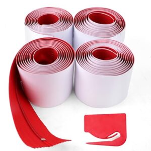 4pcs dust barrier zipper, 7ft x 3in self-adhesive tarp double zipper instant door dust protection with plastic sheeting cutter construction plastic zip wall accessories (red)