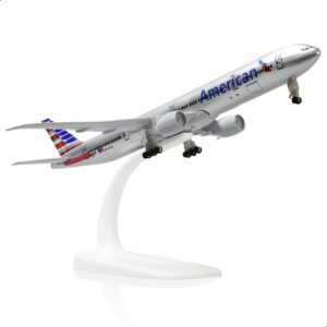 qiyumoke boeing 777 aa airlines 1/300 diecast metal airplane model 777 airplane model for adult with stand (8.3 inches long) aviation enthusiasts gifts, desktop display decorations