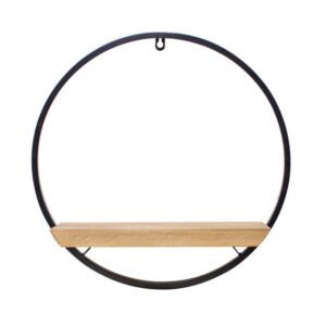 maykoosh wood circle shelf in metal frame 17.5" d