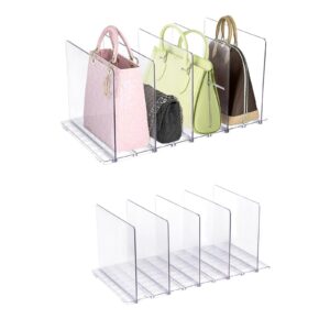 lioguniy purse organizer for closet 10 pack clear shelves divider clothes purse bag handbag organizer book, adjustable plastic shelves for home bathroom bedroom kitchen