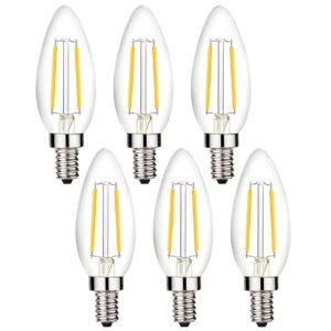 beonllay 12 volt led candelabra bulbs e12 base light bulb 25 watt warm white 2700k, 12-24 volt low voltage candelabra bulbs led 2w for 12 volt system, 6 pack