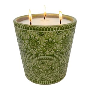 outdoor citronella candle, decorative delicate porcelain candle made with natural citronella oil and natural soy wax, non-toxic smokeless candle for indoor, patio, backyard, outdoor, camping