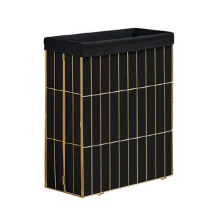 mxfurhawa laundry hamper, 67l laundry baskets, slim laundry hamper with removable liner bag, compact collapsible clothes basket, metal wire frame laundry sorter, for bedroom bathroom (black)