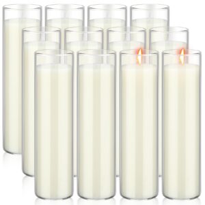 foldtier 12 pcs white devotional candles in glass 2 x 8 inches catholic candles soy wax votive prayer candles long burning religious candles for christmas sanctuary vigils blessing church meditation