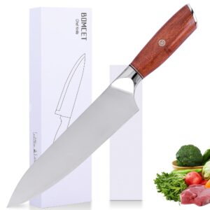 bomcet 8" pro chef's knife, super sharp blade hrc62+ german steel kitchen knife with ergonomic handle design