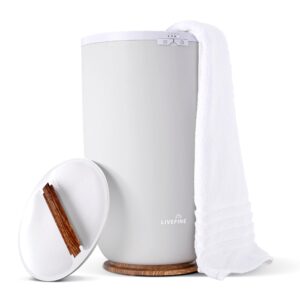 live fine towel warmer | large bucket style luxury heater, adjustable timer, auto shut-off | fits up to two 40” x 70” oversized towels