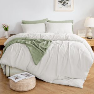 mildly muslin duvet cover set 100% cotton double-layer linen like gauze comforter cover 3 pieces breathable & lightweight for all season