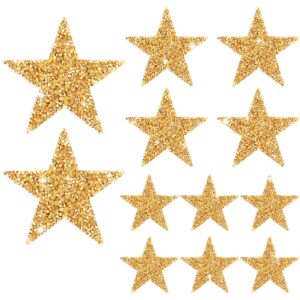 12pcs star iron on patches rhinestone gold stickers adhesive applique stars glitter crystal patches sequin vintage patch fabric patch for clothing,jeans,jackets,caps,dress,bag,diy clothing repair