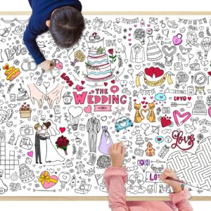 gwhole giant coloring poster 40 x 28 inch table cloth wedding themed coloring tablecloth colorable tablecloth for wedding, bridal shower