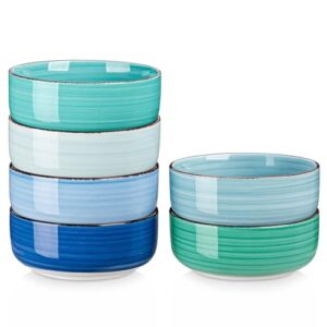 vancasso bonita cereal bowls set of 6, 24 oz ceramic bowls for kitchen, dishwasher & microwave safe bowls for soup, cereal, dessert, fruit, blue colored bowl set