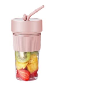 mini portable blender cup and travel lid,11.83 oz bpa-free personal blender,with usb charging, type-c charging port,makes smoothies and shakes creamy, fruit juicer for kitchen, travel, gym-pink a332