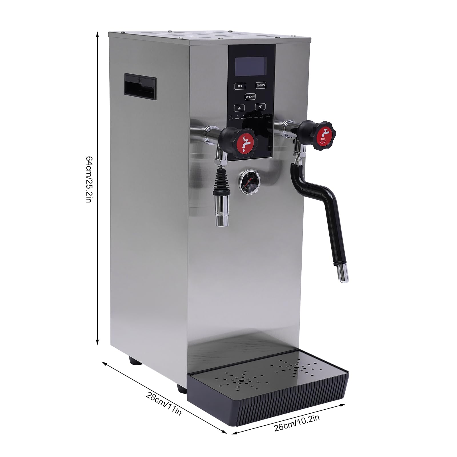 12L 2500W Commercial Steam Water Boiler Coffee Milk Frother Multi-functional Coffee Machine to Boil Water Steam Milk Froth Make tea Espresso Coffee Machine with 360° Water Valve for Tea Restaurant