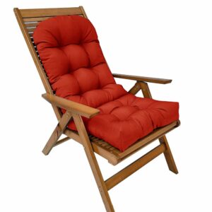 patio rocking chair cushion,waterproof non-slip high back patio cushions,43inch indoor/outdoor chaise lounger cushions (red)