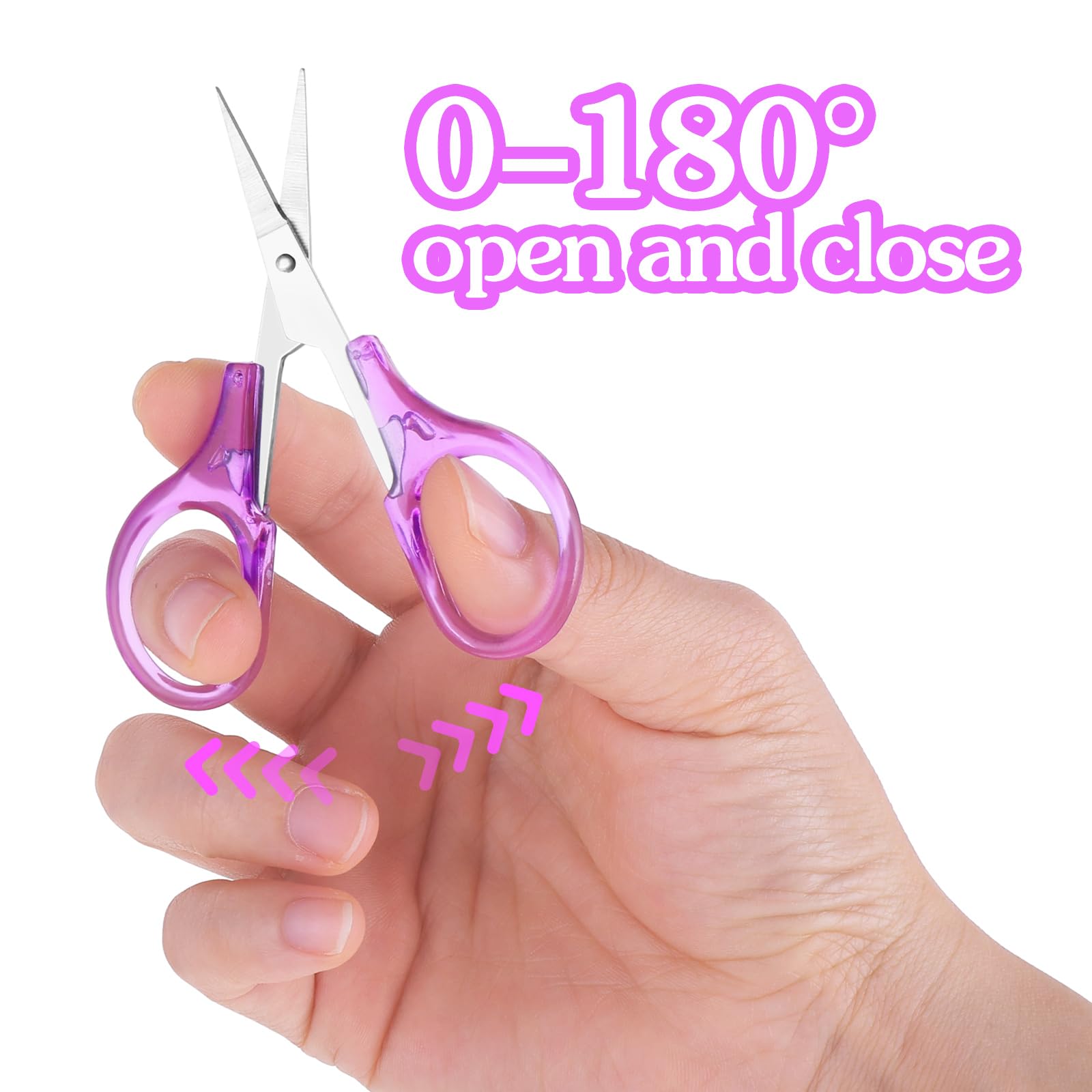 2 PCS Small Scissors All Purpose Kid Scissors with Protective Cover Mini Craft Scissors Precision Straight Fine Tips Design for Scrapbooking Paper Cutting Sewing Crafting Quilting (Pink, Purple)