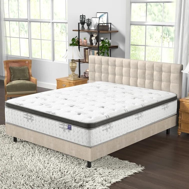 Queen Mattress,12 Inch Hybrid Mattress in a Box,Gel Memory Foam Queen Size Mattress,Individually Wrapped Pocket Coils Innerspring Mattress for Motion Isolation,Medium Firm (Queen)