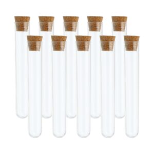 patikil 5ml test tubes set, 10pcs 3.07x0.51" ps clear round bottom test tube containers with wood stopper for bead party candy bath salt storage scientific experiment plant propagation