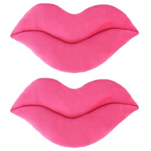 zhidiloveyou 2pcs 11.8" lip pillow plush pink cute hug toy soft lip shaped decorative cushion