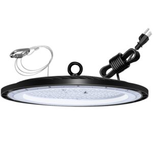 juyace led high bay light 200w 21000 lm with us plug 5000k daylight shop light ip65 commercial lighting for barn garage warehouse workshop industrial area