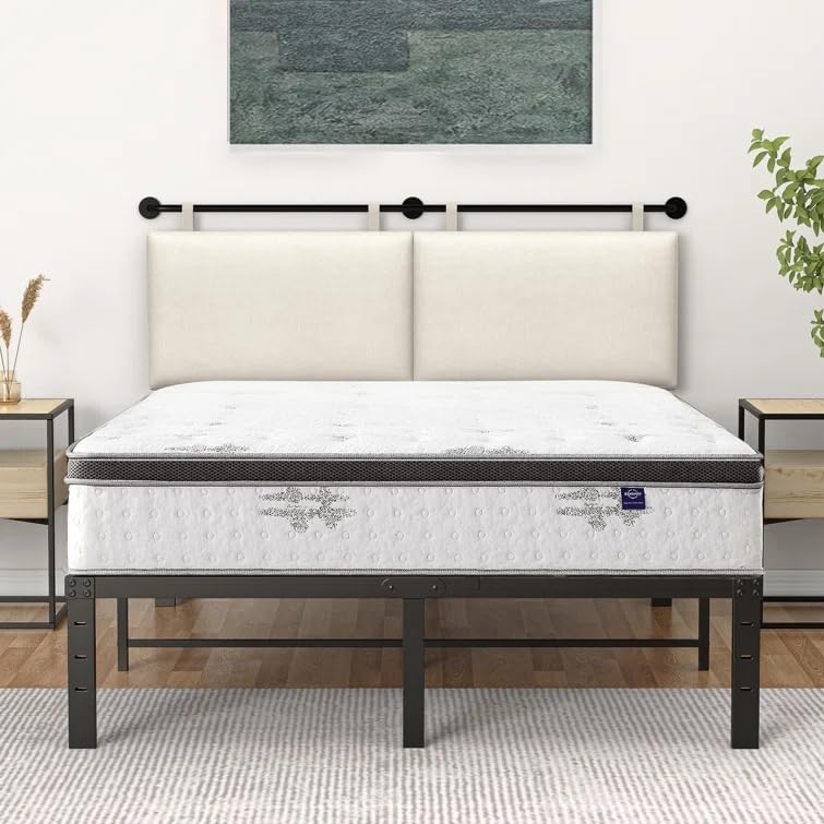 Queen Mattress,12 Inch Hybrid Mattress in a Box,Gel Memory Foam Queen Size Mattress,Individually Wrapped Pocket Coils Innerspring Mattress for Motion Isolation,Medium Firm (Queen)