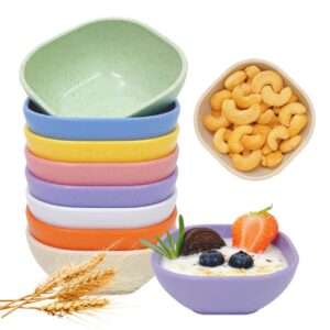 8 pack small bowls, 4.5 oz wheat straw bowls soy sauce dish, unbreakable dessert bowls, assorted colors dipping sauce cups, small plastic bowls prep bowls for side dishes, dessert, snacks, sauce