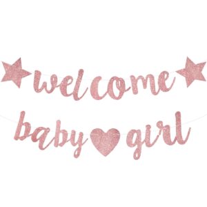 baby shower decorations for girl, 3m long baby girl banner, welcome banner, pink baby shower banner for gender reveal party (pink)