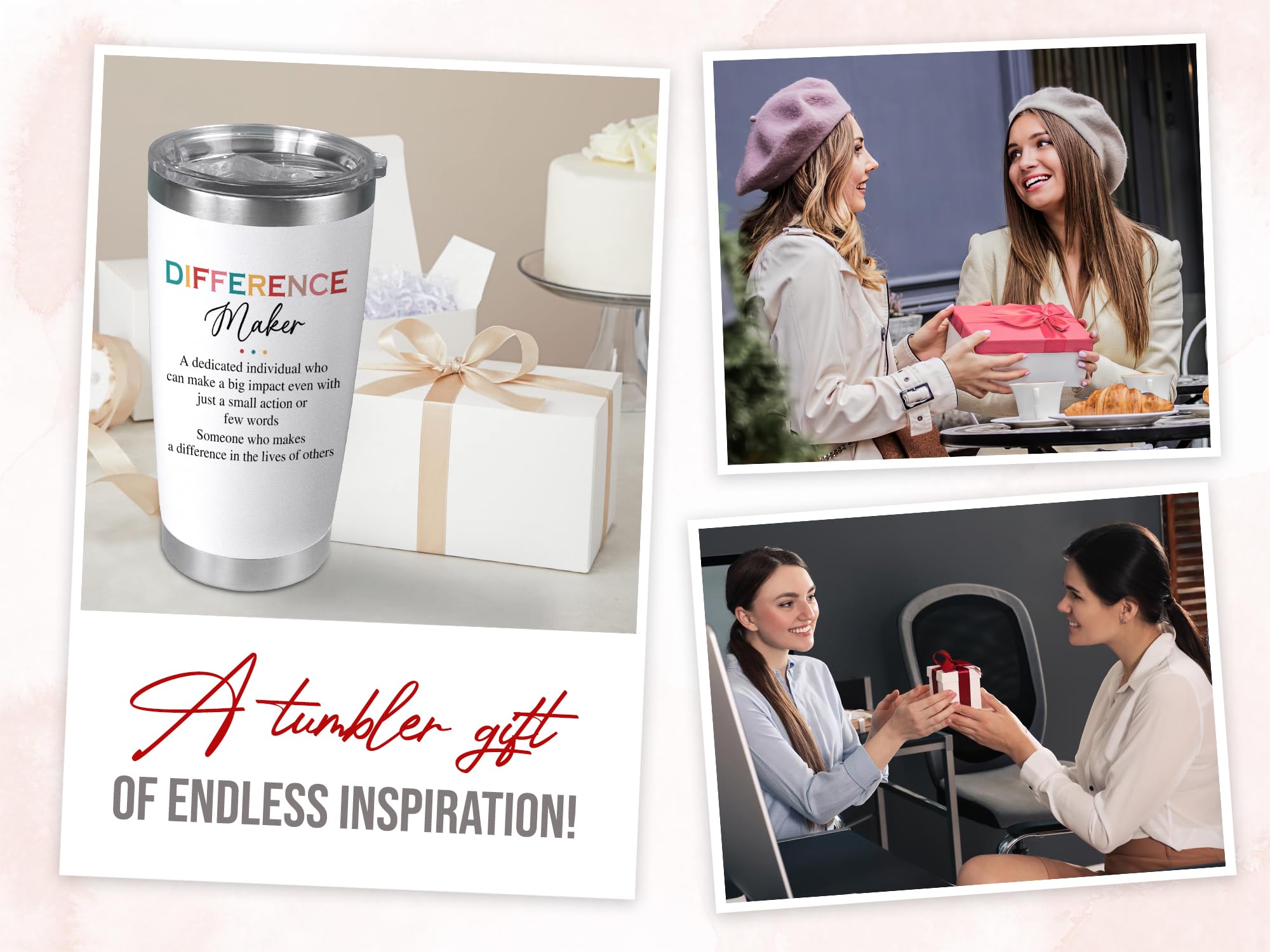 AXIARA Difference Maker Gifts For Women - Christmas, Birthday Gifts For Women, Thank You Gifts For Boss, Leader, Employee Appreciation Gifts For Coworkers, Teachers - 20 Oz Stainless Steel Tumbler