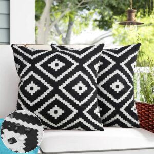 adabana outdoor waterproof boho pillow covers 18x18 decorative black and white outdoor throw pillows cover for patio furniture garden porch pack of 2