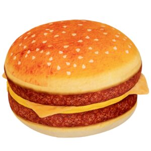 funnykitten hamburger plush pillow, 3d simulation cheeseburger pillow burger plush hugging pillow cushion funny food plush pillows toy for home decor, 16.5inch