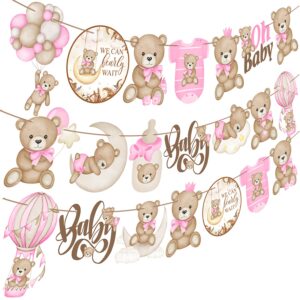 pink we can bearly wait baby shower banners bear baby shower party decorations bear banner for baby shower teddy bear cutout banner for girls bear birthday party supplies