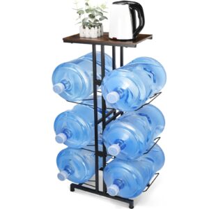 carod 5 gallon water jug holder, heavy duty water jug stand with storage shelves, 3-tier foldable 5 gallon water bottle holder water cooler jug rack for kitchen living room office gym(only shelf)