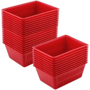 sheutsan 30 pack small red storage baskets, 6.1 x 4.5 x 2.3 inch mini plastic storage baskets, rectangular plastic tray organizer for home, office