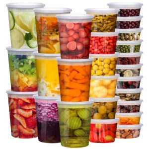 vivigu deli containers with lids 48 sets [8,16, 32 oz 16 each ] - food storage containers with lids freezer safe, soup containers for restaurant, bpa free | portion control | leakproof | microwave