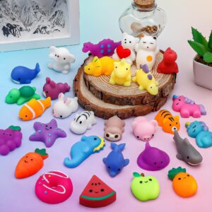 30pcs party favors for kids 4-8-12, kawaii mochi squishy toys bulk fidget sensory toys birthday gifts for boys girls, goodie bag christmas stocking stuffers treasure box classroom prizes