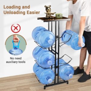 CAROD 5 Gallon Water Jug Holder, Heavy Duty Water Jug Stand with Storage Shelves, 3-Tier Foldable 5 Gallon Water Bottle Holder Water Cooler Jug Rack for Kitchen Living Room Office Gym(Only Shelf)